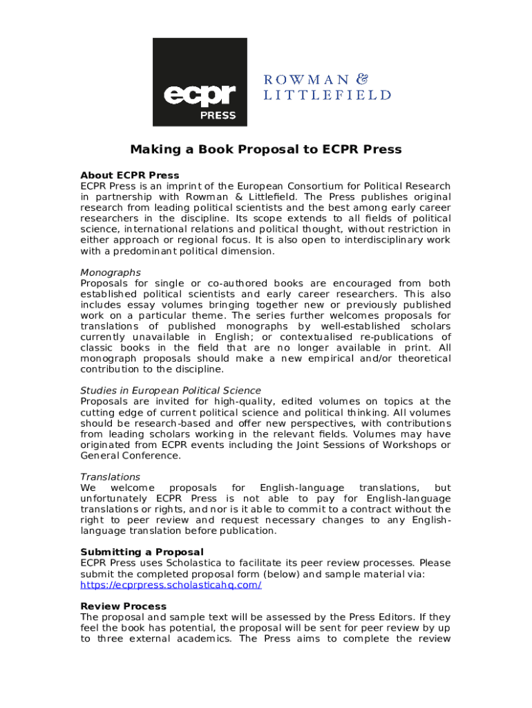ECPR Press Proposal Doc Template | pdfFiller