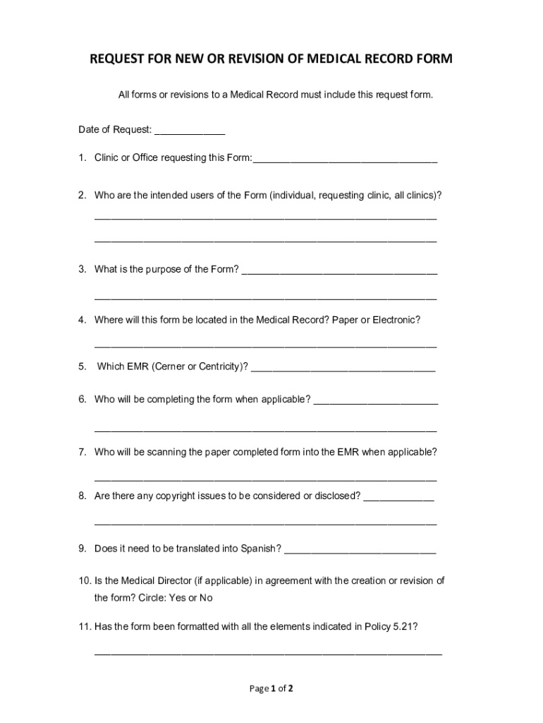 Fillable Online elpaso ttuhsc Medical Record Maintenance & Access Requirements Fax Email Print ...