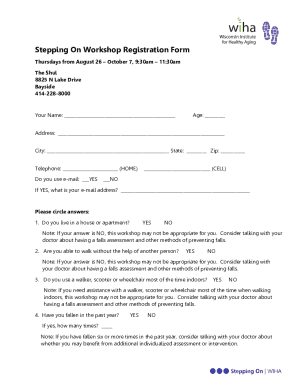 Fillable Online Stepping On Workshop Registration Form Fax Email Print ...