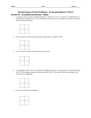 Fillable Online BLOCK: - Punnett Square Practice Problems. Do the geno ...