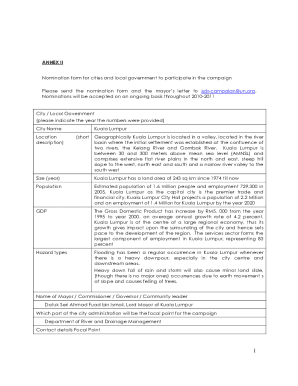 Fillable Online ANNEX II Nomination form for cities and local ...