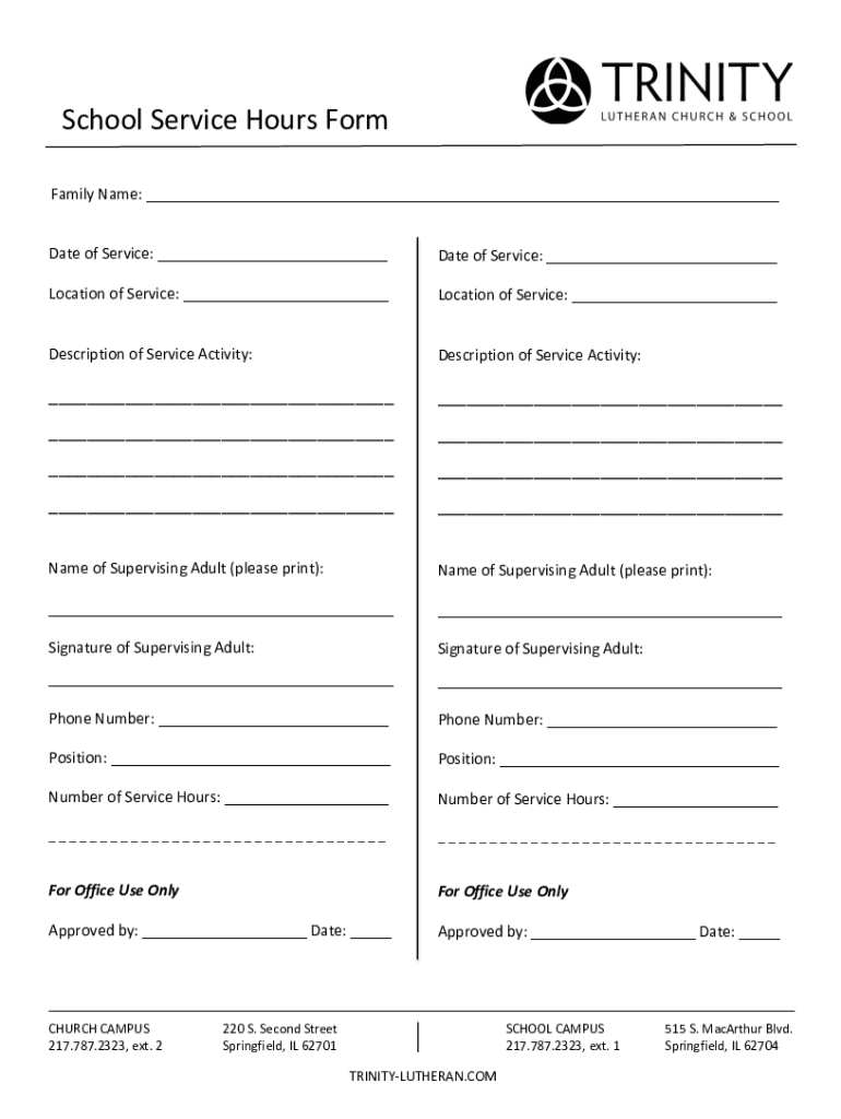 Fillable Online 2022 Service Hours Form Fax Email Print - pdfFiller