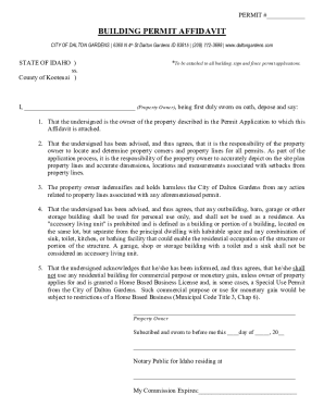 Fillable Online BUILDING PERMIT AFFIDAVIT Fax Email Print - pdfFiller