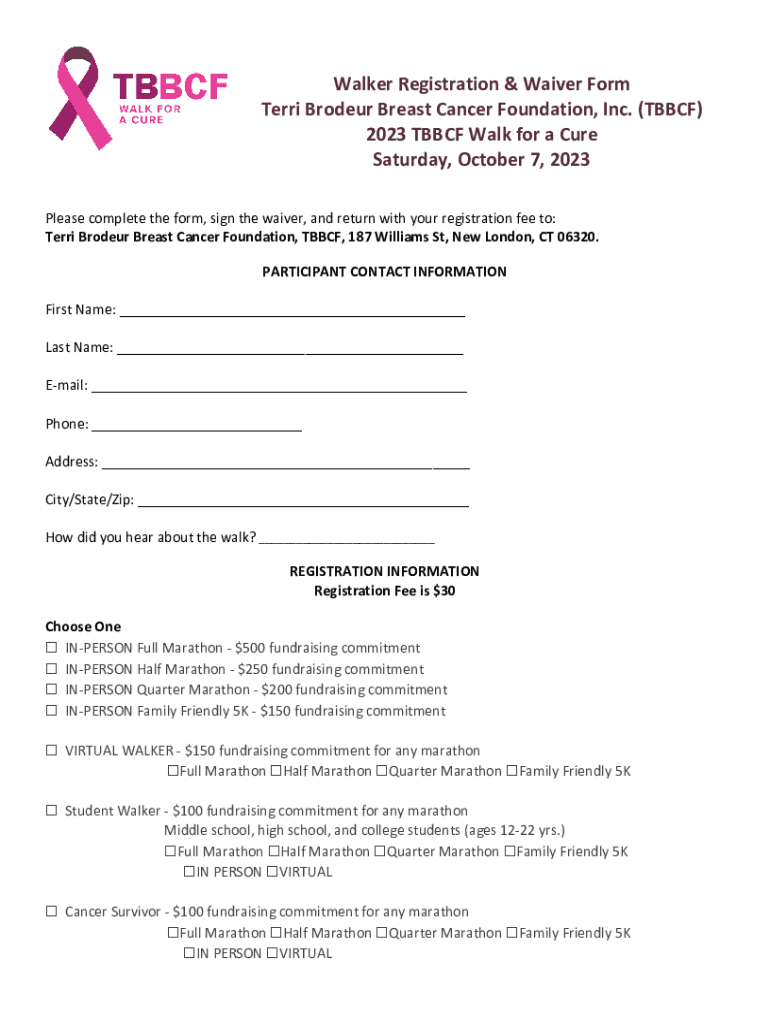 Fillable Online Walker Registration & Waiver Form Fax Email Print ...