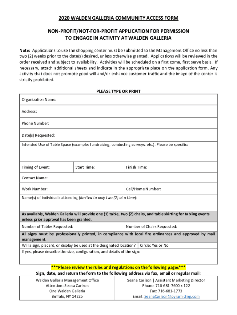 Fillable Online COMMUNITY ACCESS FORM - Buffalo Fax Email Print - pdfFiller