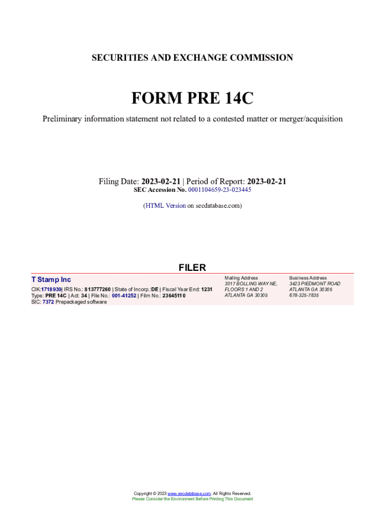 Fillable Online Schedule 14C Preliminary Information Statement Fax ...