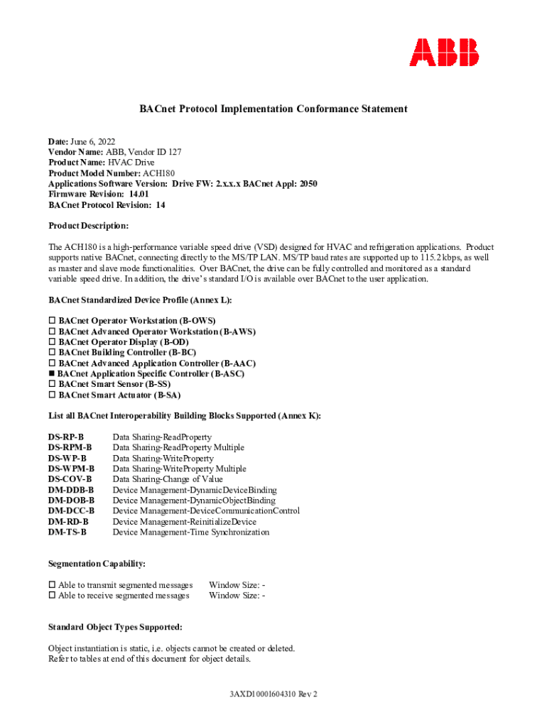 Fillable Online ABB Introduces BACnet As A Loadable Option On New ... Fax Email Print - pdfFiller