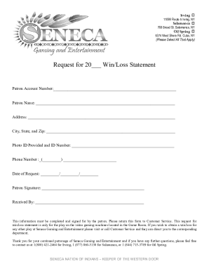 Fillable Online Request for 20 Win/Loss Statement Fax Email Print ...