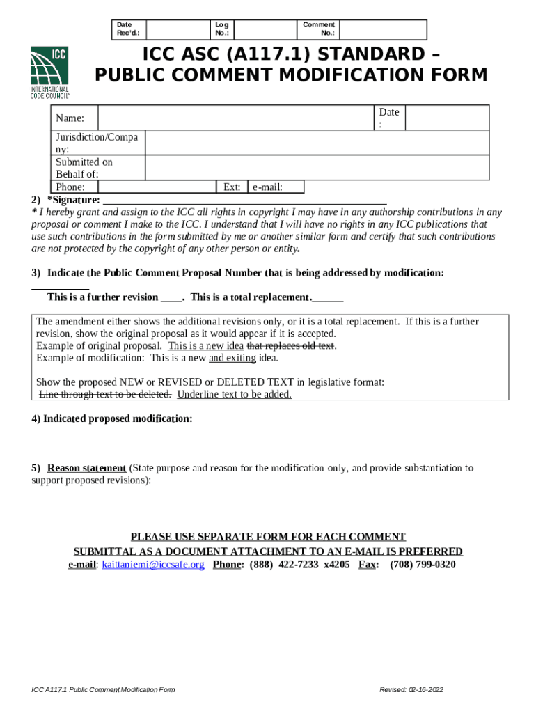 public comment modification Doc Template | pdfFiller