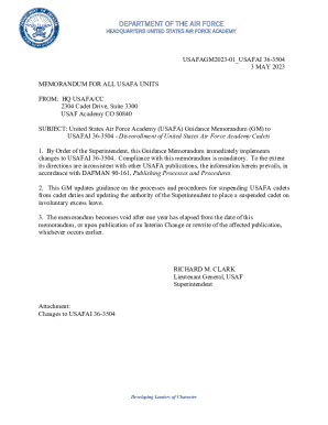 Fillable Online MEMORANDUM FOR ALL USAFA UNITS Fax Email Print - pdfFiller
