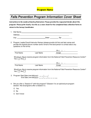 Fillable Online Program Information Cover Sheet. Program Information ...