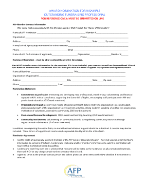 Fillable Online 2021 award nomination form sample outstanding youth in ...