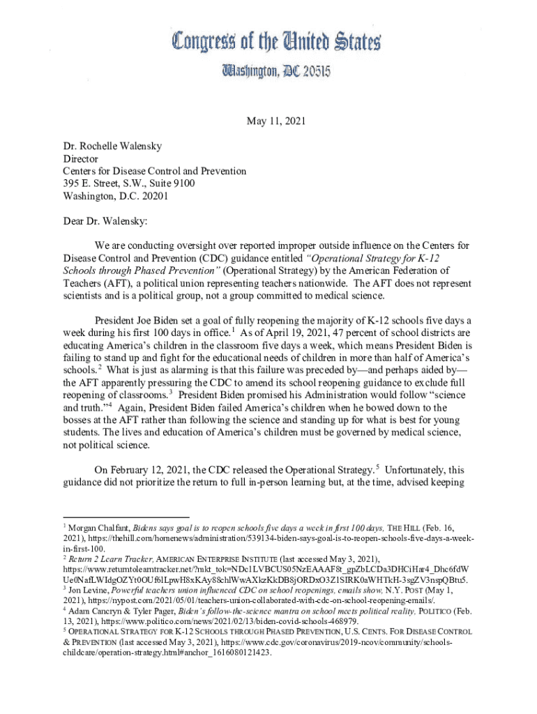 Fillable Online oversight house Statement by CDC Director Rochelle P ...
