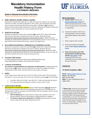 Fillable Online Immunizations - UCF Student Health Services Fax Email ...