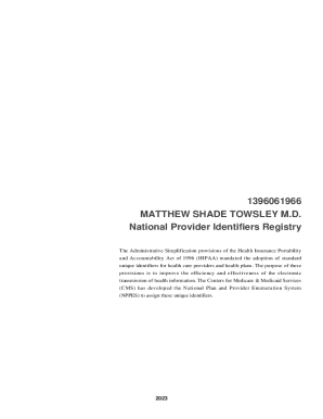 Fillable Online 1396061966 MATTHEW SHADE TOWSLEY M.D.. 1396061966 ...