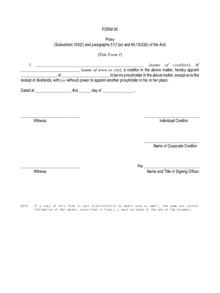 Fillable Online Notice of Proposal to Creditors (Section 51 of the Act) Fax Email Print - pdfFiller