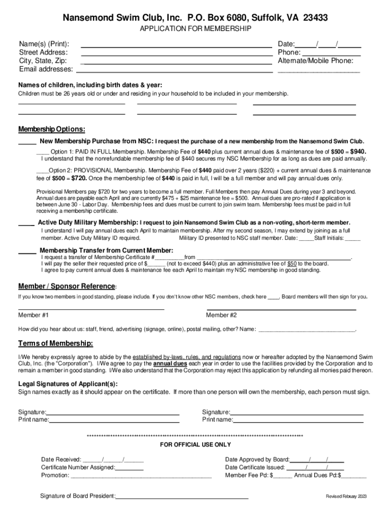 Fillable Online NSC Membership Form.xps Fax Email Print - pdfFiller