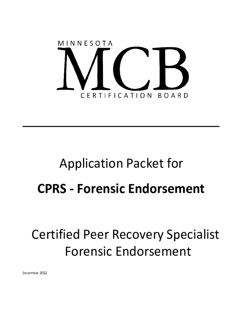 Fillable Online Application Packet for CPRS - Forensic Endorsement ...