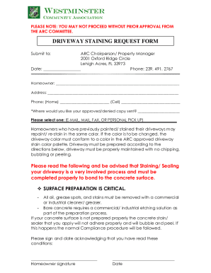 Fillable Online driveway stain/paint request form Fax Email Print ...