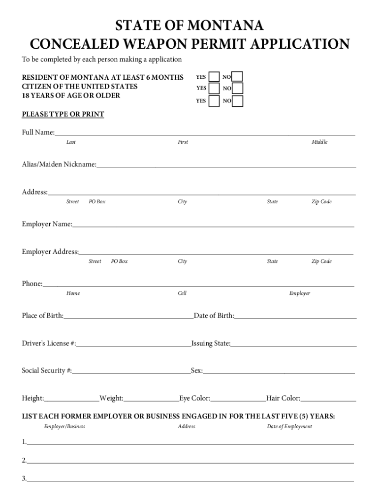 Fillable Online prco mt Renewal of Concealed Weapons Permits ...