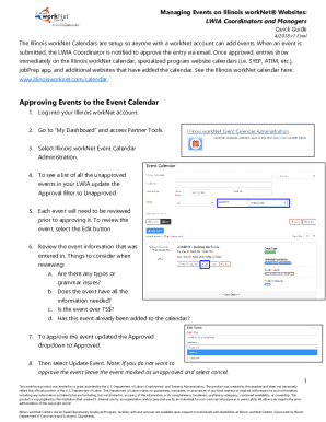 Fillable Online Illinois workNet Event Calendar Quick Guide for LWIA ...