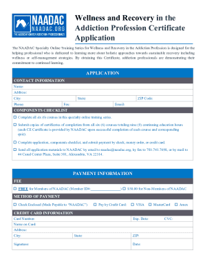Fillable Online Addiction Profession Certificate Application Fax Email ...