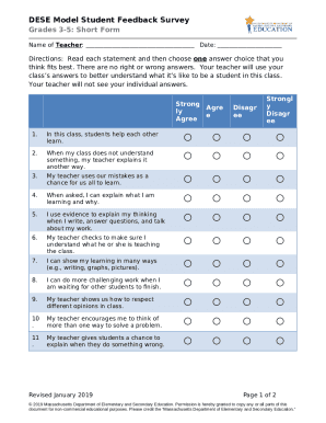 Grades 3-5: DESE Model Survey Short Doc Template | pdfFiller