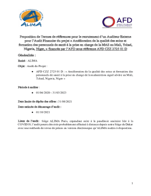 Remplissable En Ligne termes de reference pour l'audit financier du projet d'appui ... Fax Email ...