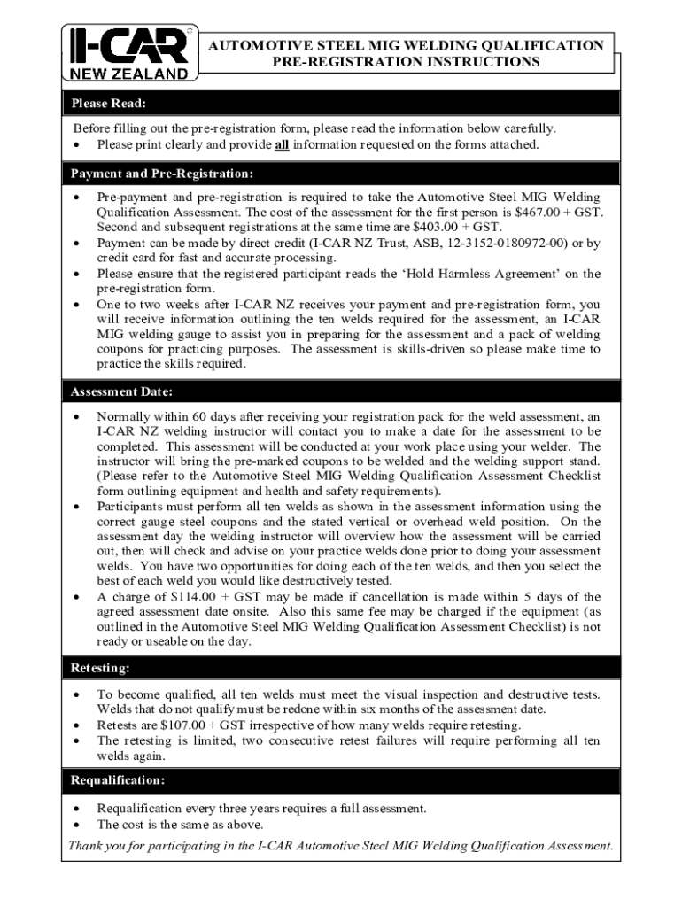 Fillable Online Automotive Steel MIG Welding Qualification Assessment ...