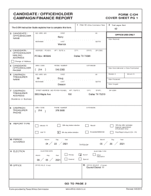 Fillable Online CANDIDATE / OFFICEHOLDER CAMPAIGN ... Fax Email Print ...