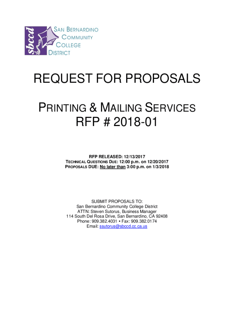 Fillable Online request for proposal (rfp) for printing, mailing, and ...