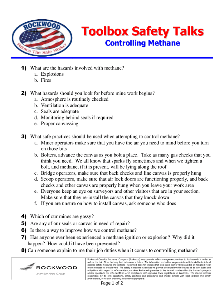 Fillable Online In gassy underground mines, methane explosions pose ...