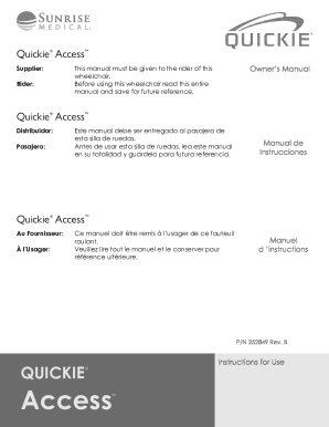 Fillable Online Quickie LXI Manual Wheelchair Order Form Fax Email Print - pdfFiller