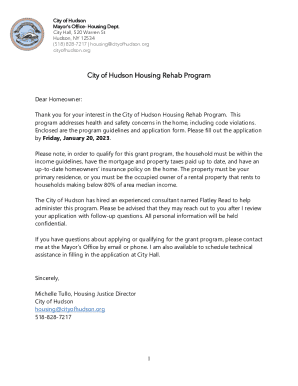 Fillable Online CITY OF HUDSON: Housing Rehab Program Fax Email Print ...