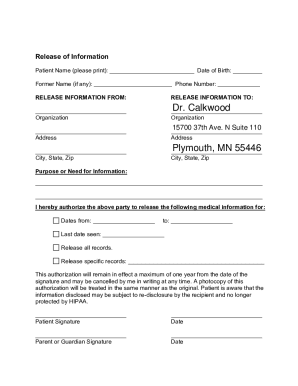 Fillable Online PSYCHOTHERAPY NOTES (HIPAA Release Form) Fax Email ...