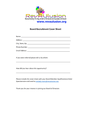 Fillable Online Board Recruitment Cover Sheet Fax Email Print - pdfFiller