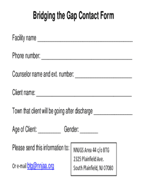 Fillable Online Bridging the Gap (BTG) Help Request Form Fax Email ...