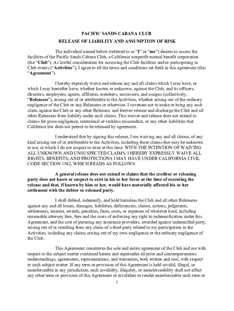 Fillable Online Release, Hold Harmless and Assumption of Risk Agreement Fax Email Print - pdfFiller