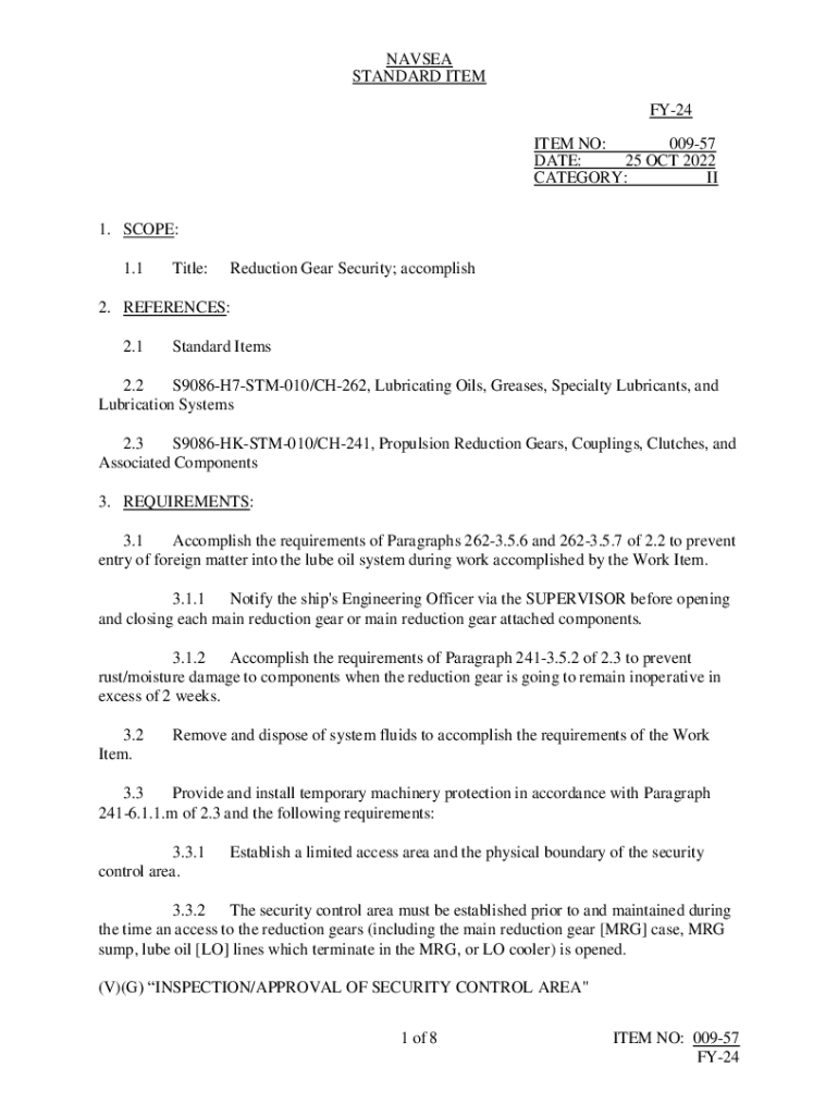 Fillable Online 1 of 8 ITEM NO: 009-57 FY-24 NAVSEA STANDARD ... Fax ...