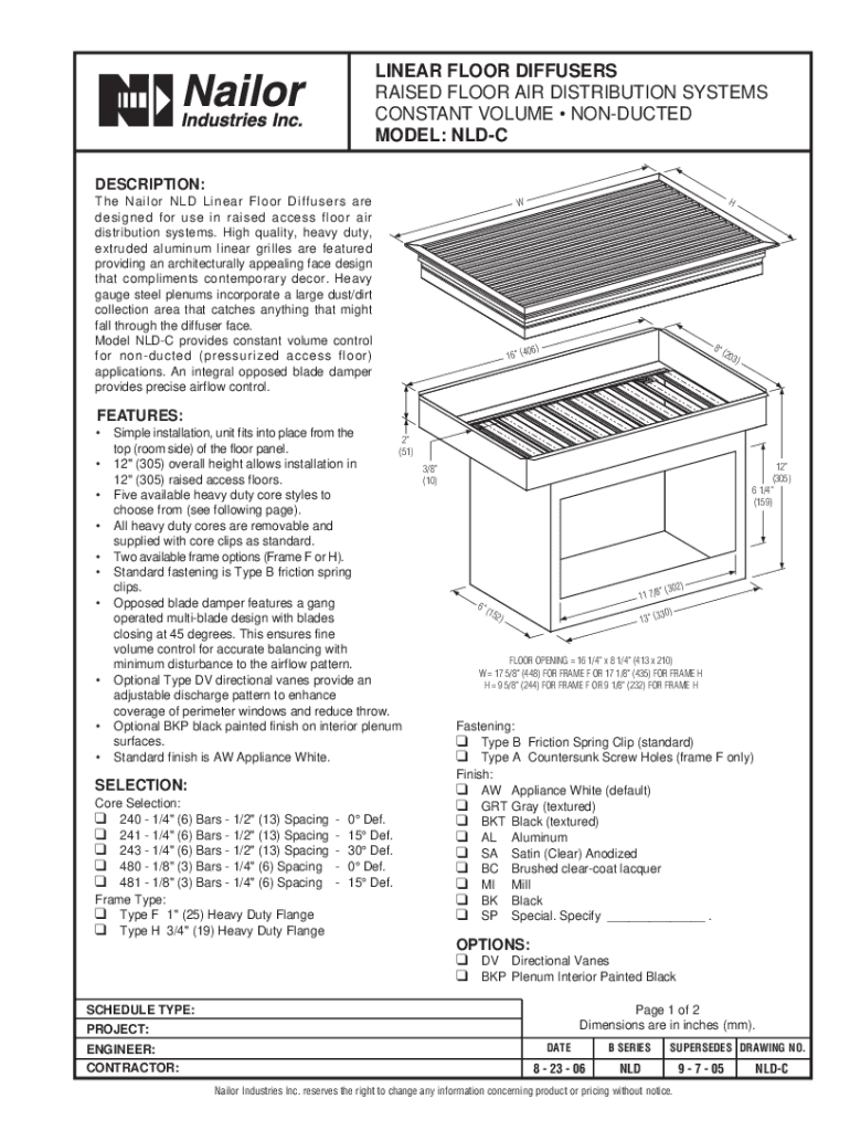Fillable Online VAV LINEAR FLOOR DIFFUSERS WITH ACTUATOR ... Fax Email ...