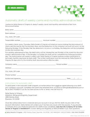 Fillable Online Automatic Draft Authorization Form Fax Email Print ...