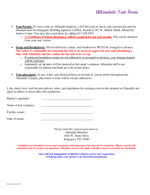 Fillable Online Allandale Tent Form Fax Email Print - pdfFiller
