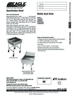 Fillable Online Mobile Soak Sinks Specification Sheet Fax Email Print ...