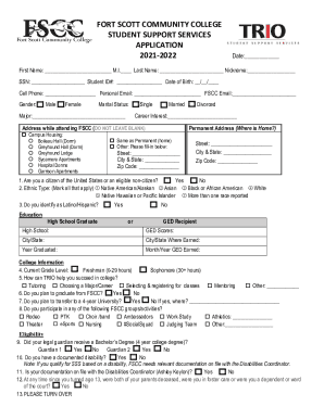 Fillable Online FORT SCOTT COMMUNITY COLLEGE STUDENT ... Fax Email ...