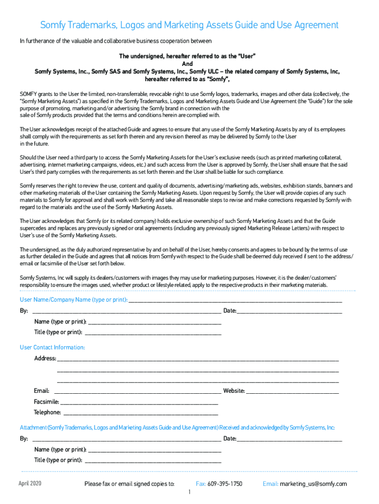 Fillable Online Somfy Trademarks, Logos and Marketing Assets Guide and Use ... Fax Email Print ...