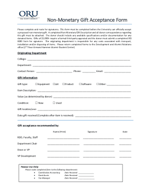 Fillable Online Gift Acceptance Form Template - Fill Online, Printable ...
