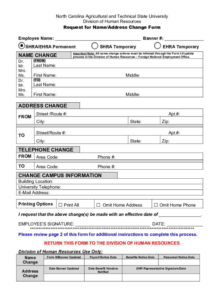Fillable Online Human Resources Forms - Aggie Hub - North Carolina A&T Fax Email Print - pdfFiller