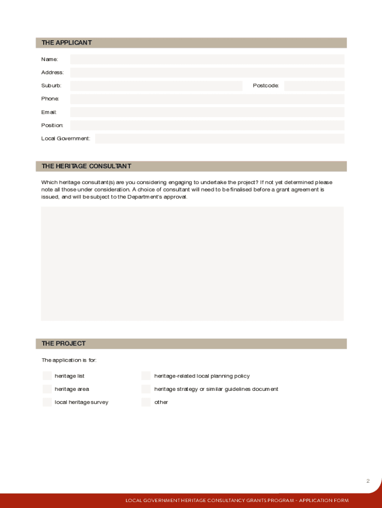 Fillable Online Local Government Heritage Grants 2022 Application Form. Application form to ...