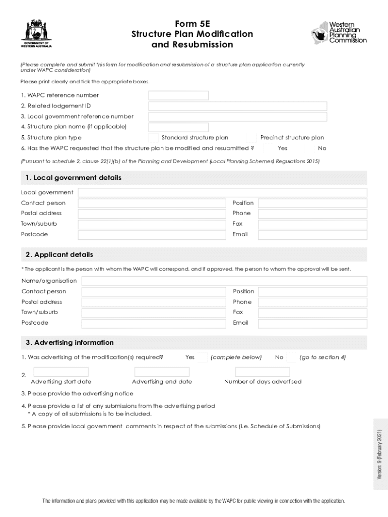 Fillable Online Form 5E Structure plan modification and resubmission ...