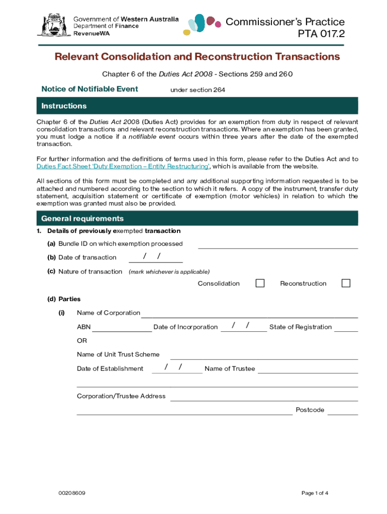 Fillable Online Duties Form Notice of Notifiable Event Fax Email Print ...